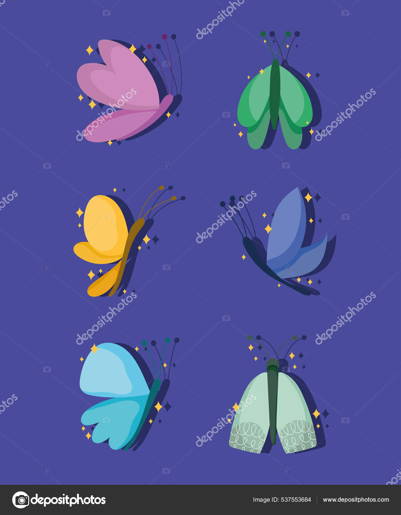Butterflies icons set Stock Vector by ©stockgiu 537553684
