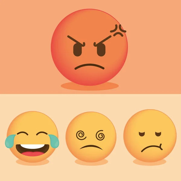 Social media emoji set different mood and emotion expression Stock ...