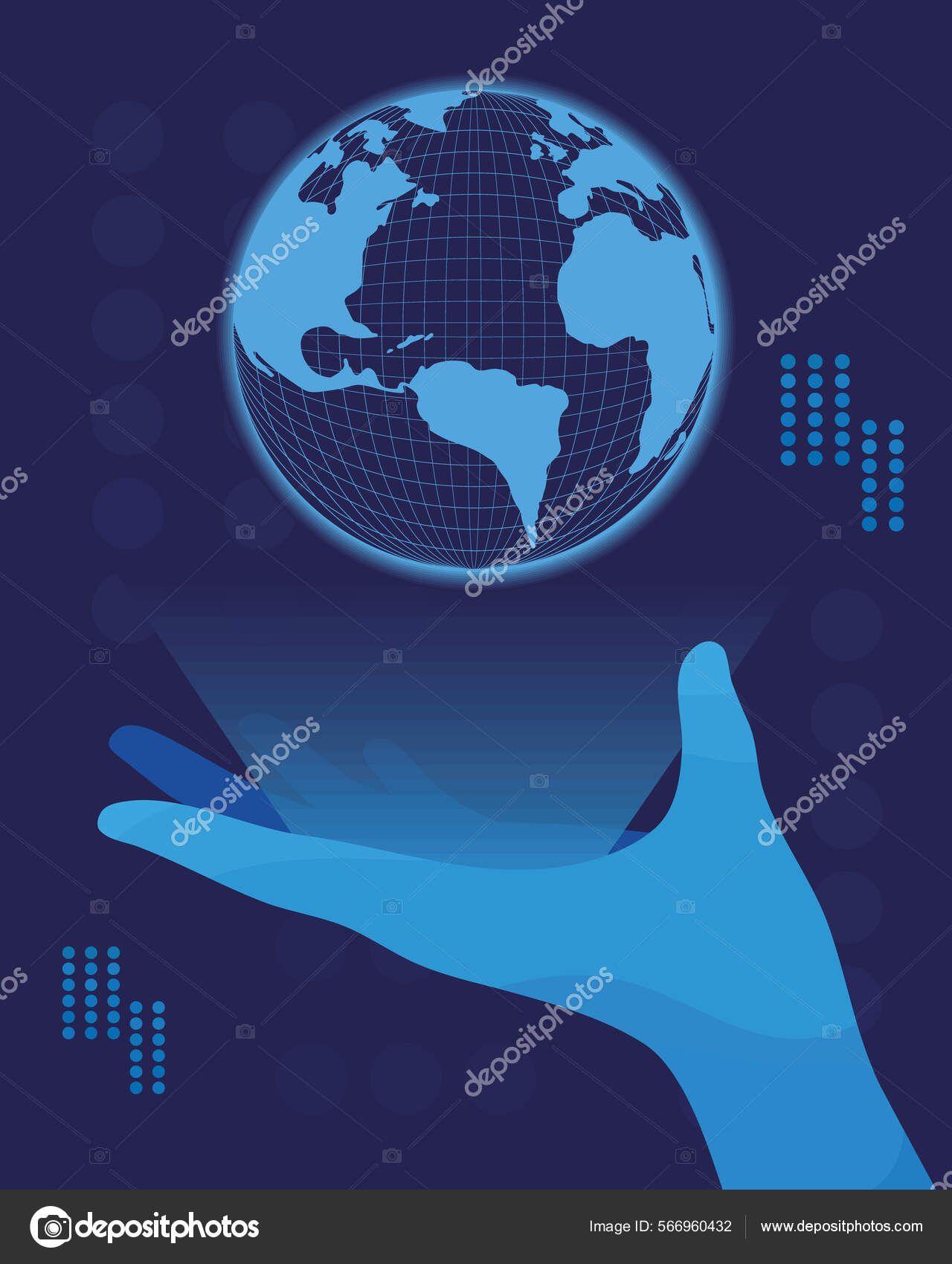 Mapa de mano y tierra Vector de stock #566960432 de ©stockgiu