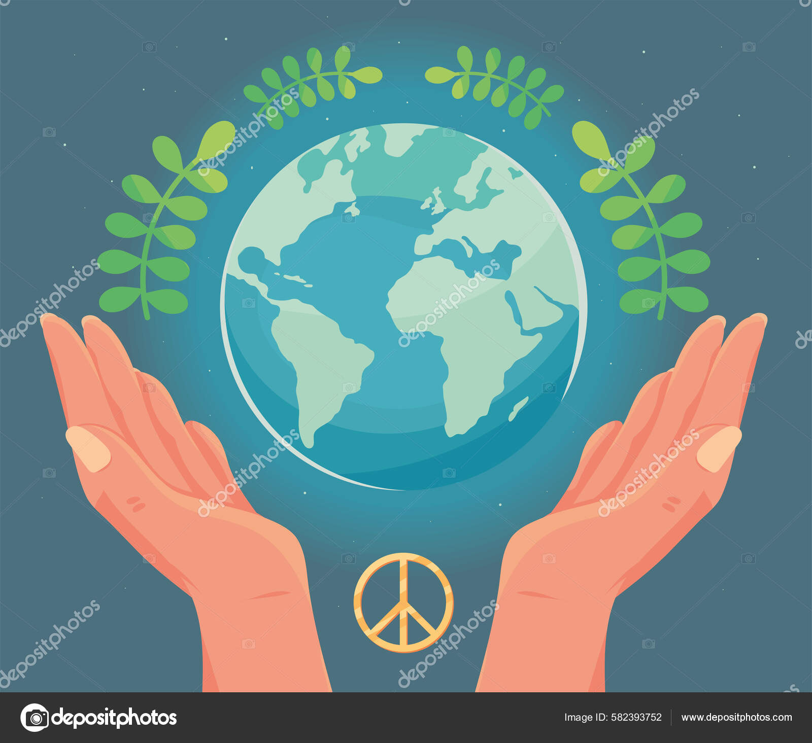World Peace Symbol Hands Stock Vector by ©stockgiu 582393752