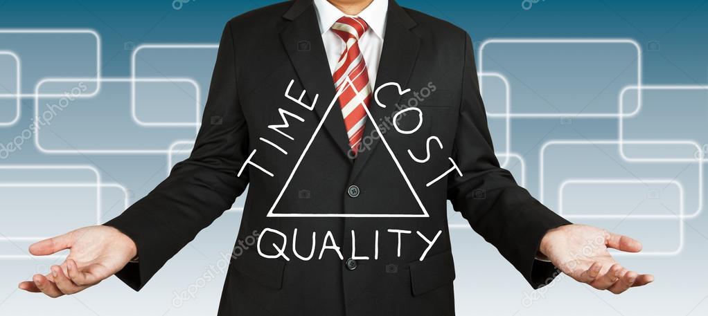 Businessman draw Time Cost and Quality concept — Stock Photo © pinkblue ...