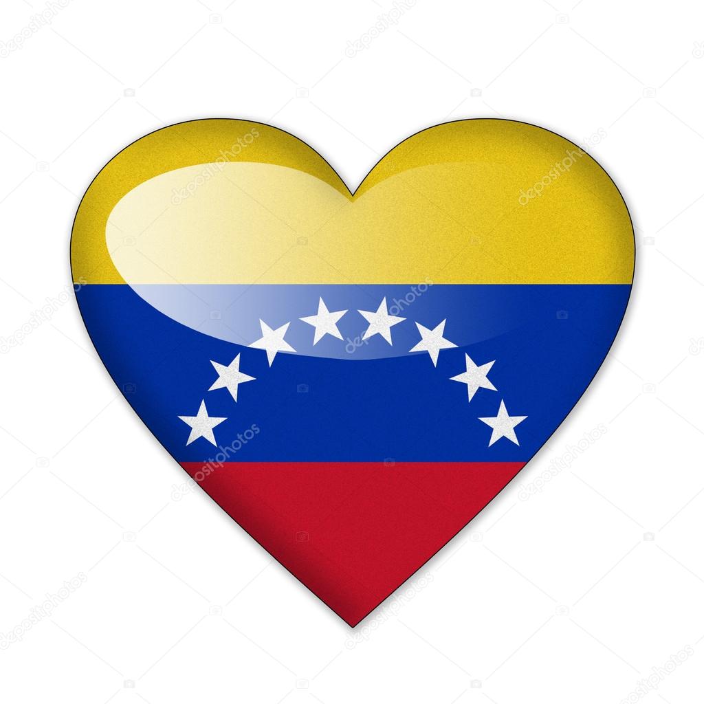 Bandera de Venezuela en forma de corazón aislada sobre fondo blanco ...