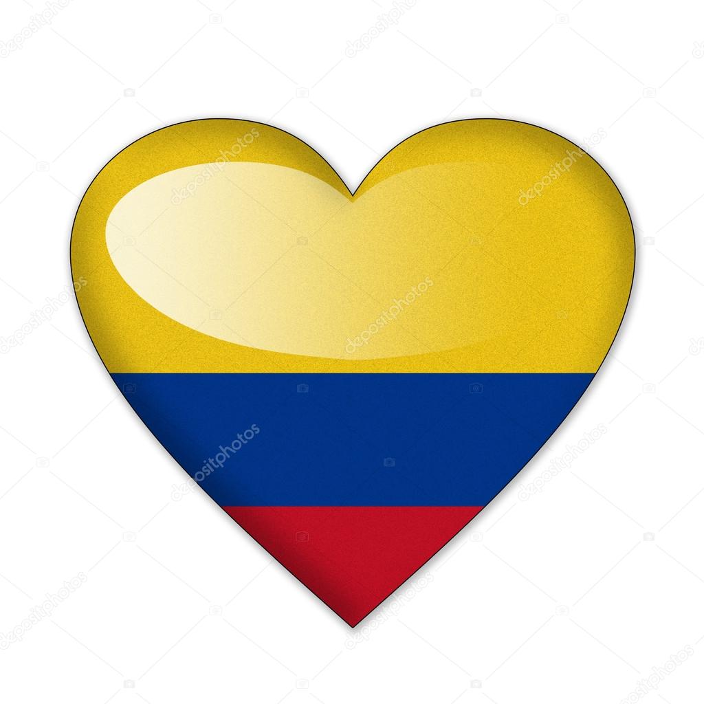Colombia flag in heart shape isolated on white background Stock Photo ...