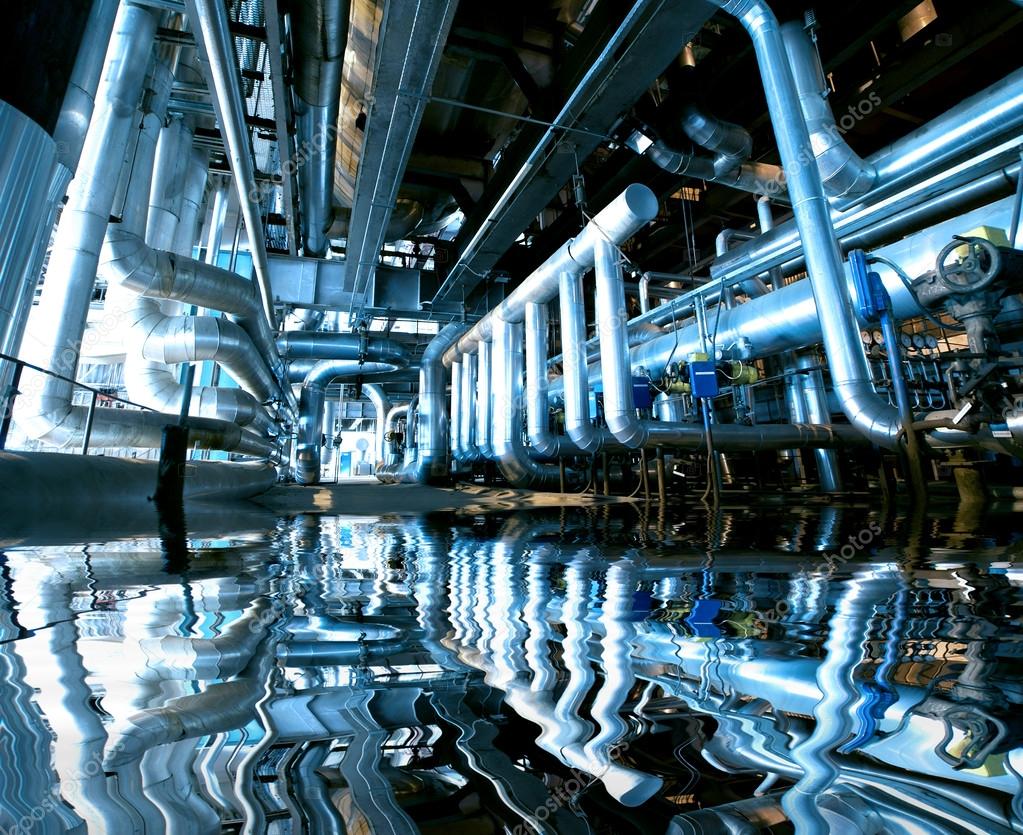 Illustration of Equipment, cables and piping with reflection — Stock ...