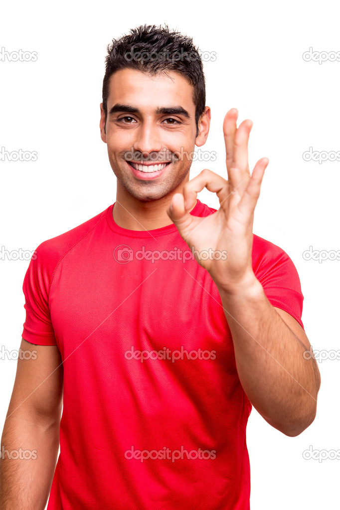 Man showing Ok sign — Stock Photo © jolopes #35882447
