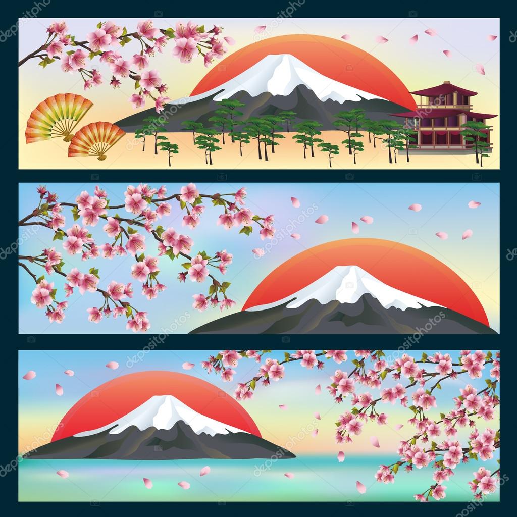 Set of horizontal banners, japanese style — Stock Vector © silvionka ...