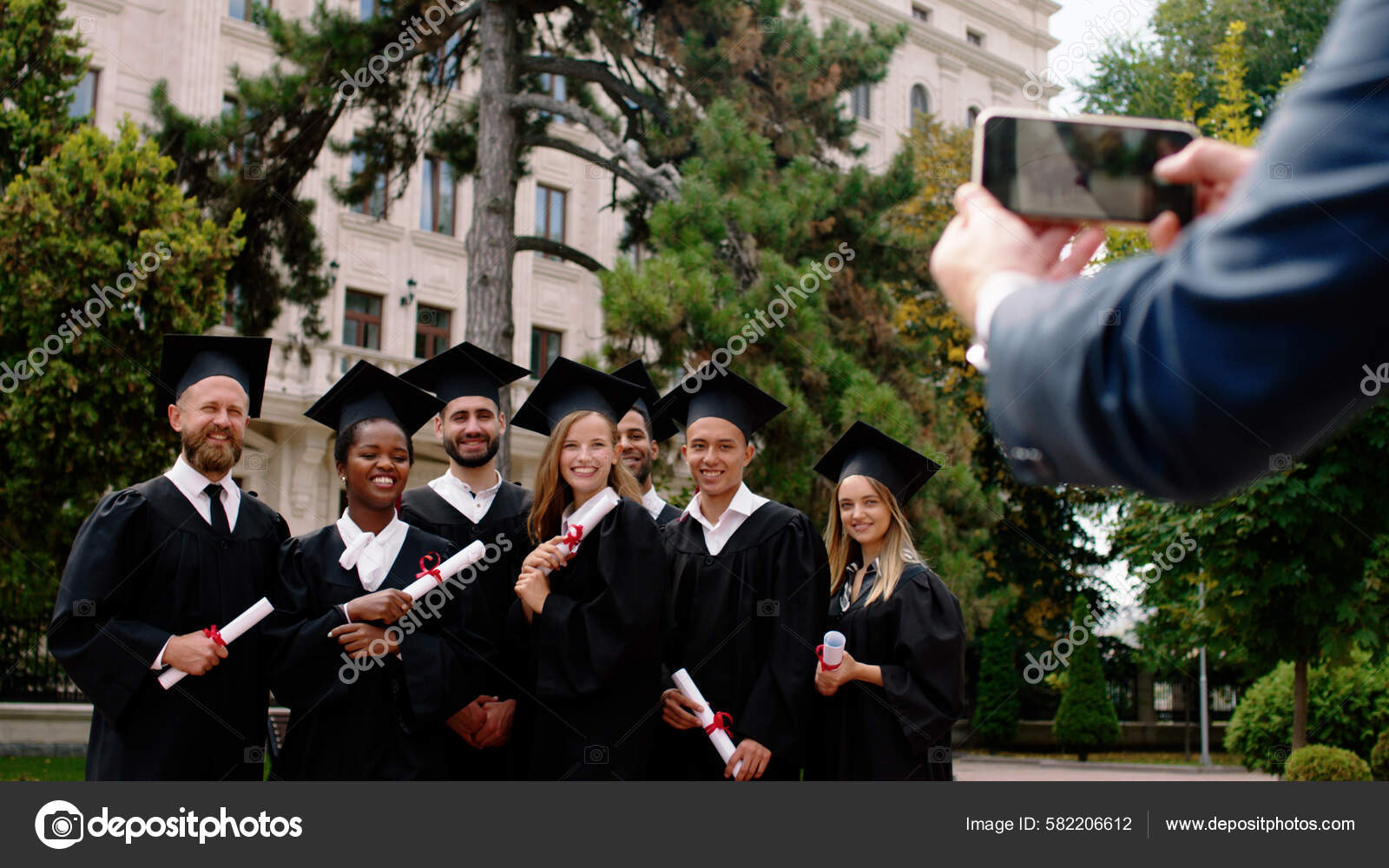 Perfect Day Group Multiracial Graduates Young Students Graduation Caps ...