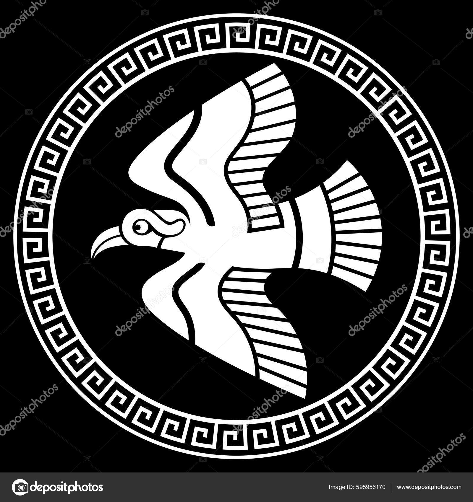 Ancient Greece Design Flying Crow Illustration Vintage Retro Style ...