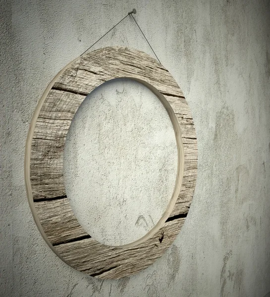 Simple old circle wooden frame, vintage background — Stock Photo ...
