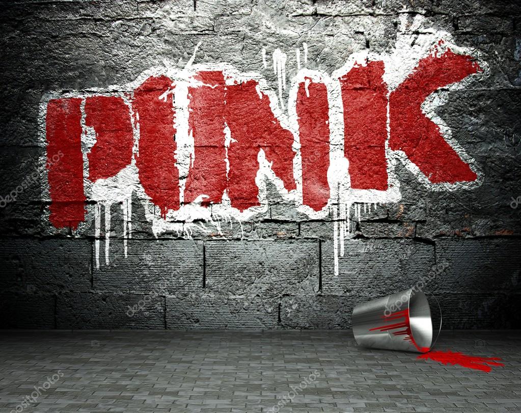 Graffiti wall with punk, street background Stock Photo by ...