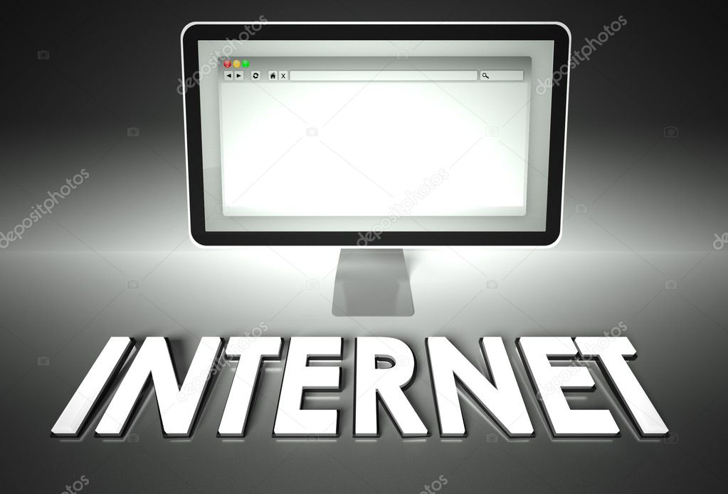 Computer and web browser with Internet, Network — Stock Photo ...