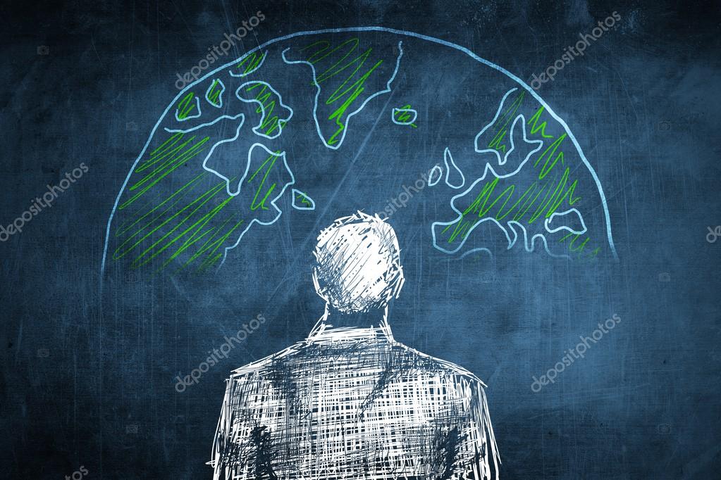 Sketch global businessman concept, earth globe Stock Illustration by ...