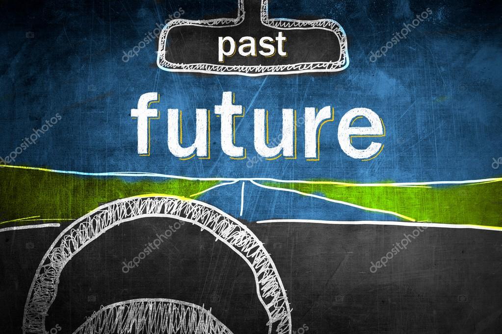 Past and future concept inside car, chalk sketch Stock Photo by ...