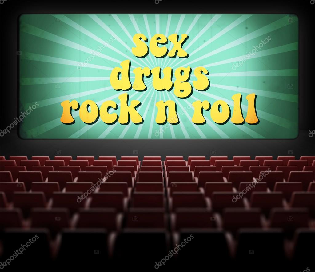 Sex, drugs and rock n roll movie screen — Stock Photo © leszekglasner ...