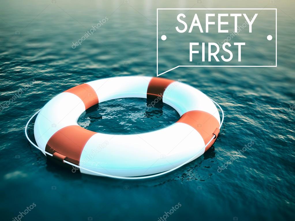 Безопасность Первый признак спасательный круг на волнах бурной воды ...