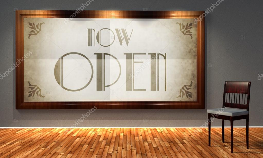 Now open vintage advertising in old fashioned frame ⬇ Stock Photo ...