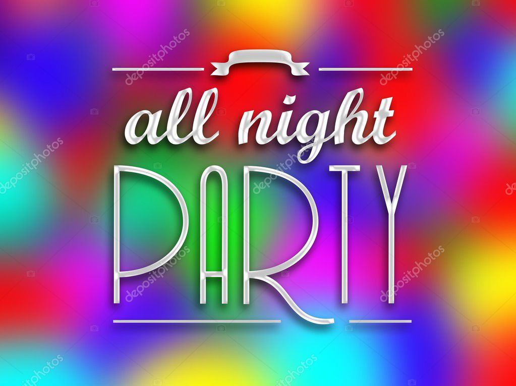 All night party invitation poster, colorful backround Stock Photo by ...