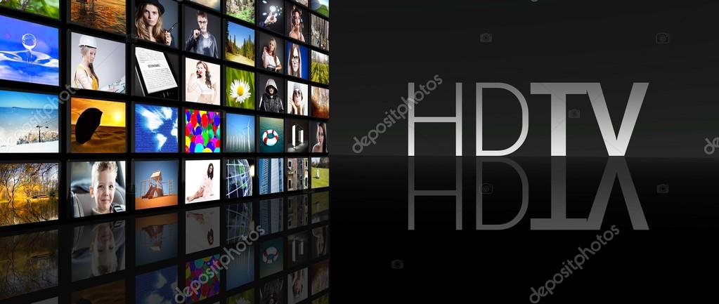 HD TV television screens black background — Stock Photo © leszekglasner ...