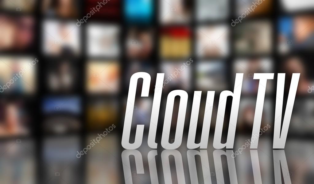 Cloud TV television concept LCD screen panels — Stock Photo ...