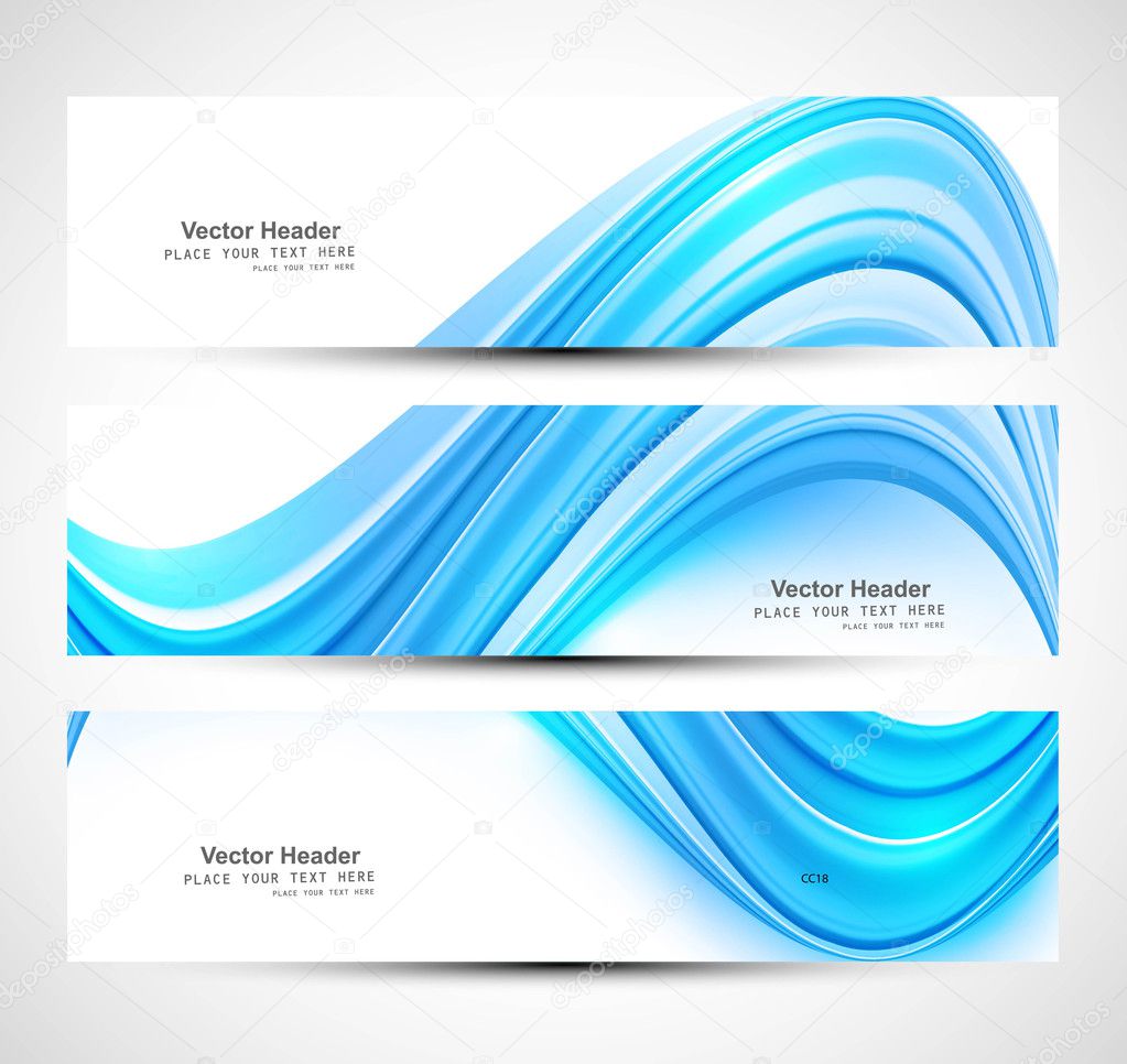 Website header stylish blue wave colorful set vector whit design ...