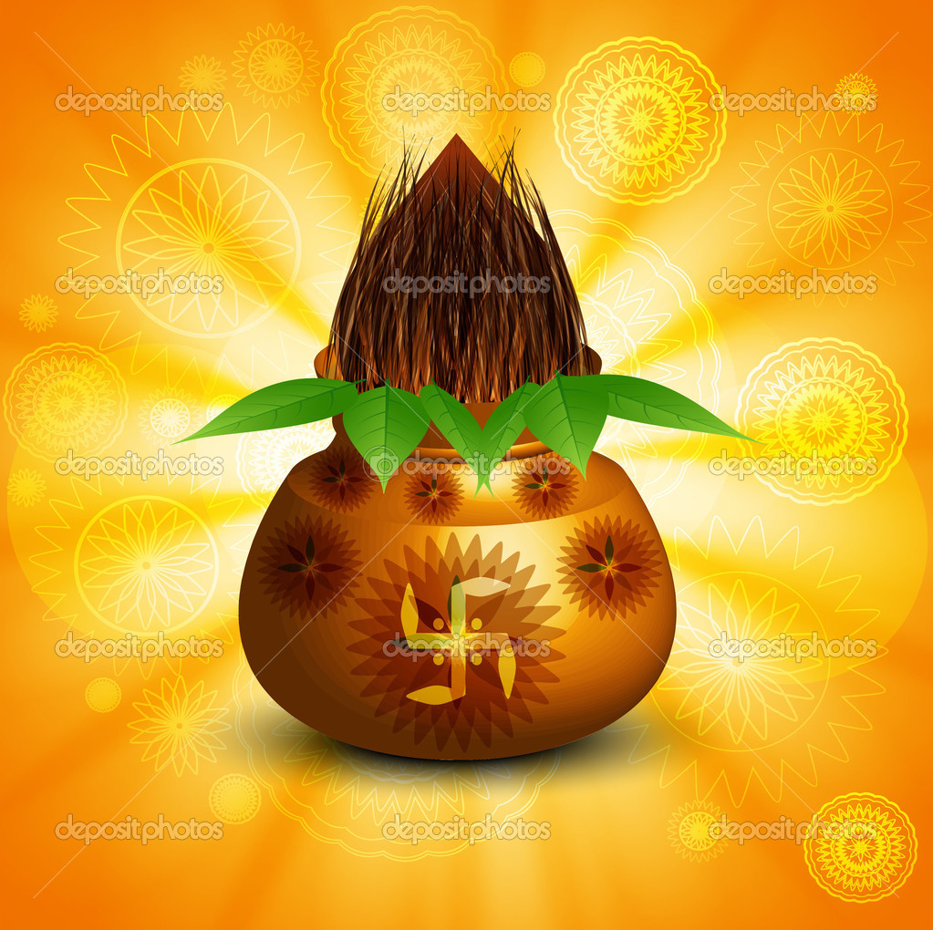 Diwali pooja Beautiful kalash bright colorful background vector — Stock ...