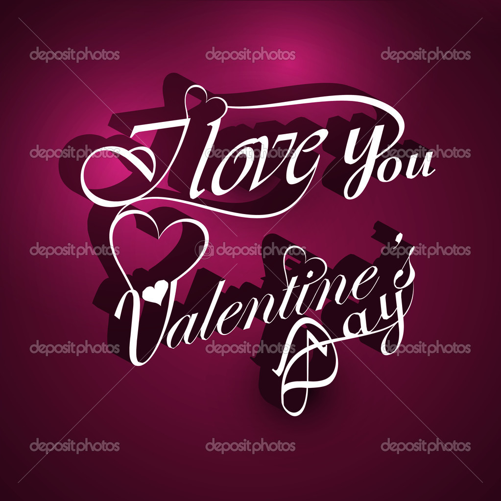 I Love You Calligraphic And Valentines Day Headline Text Colorf