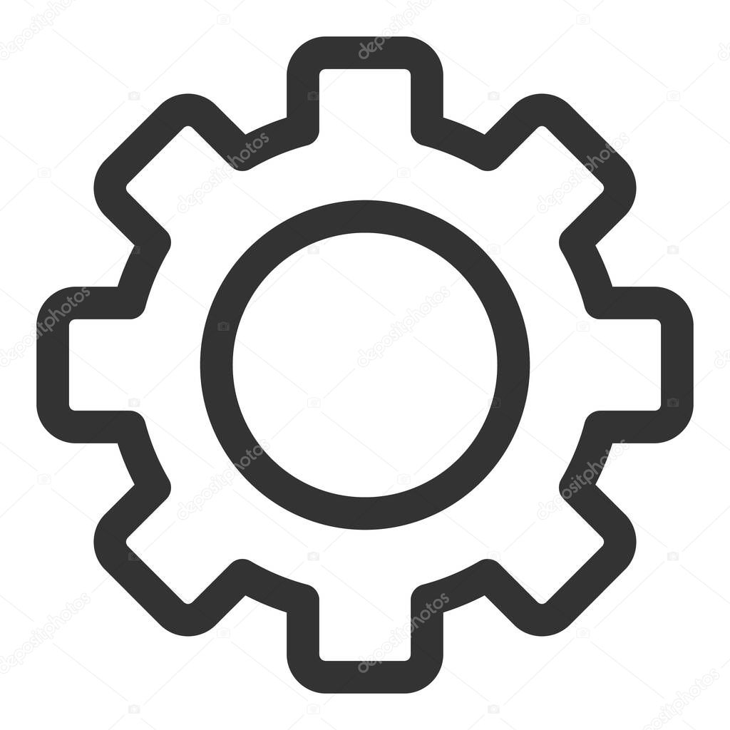 Icono plano del engranaje del contorno del vector Ilustración 2023