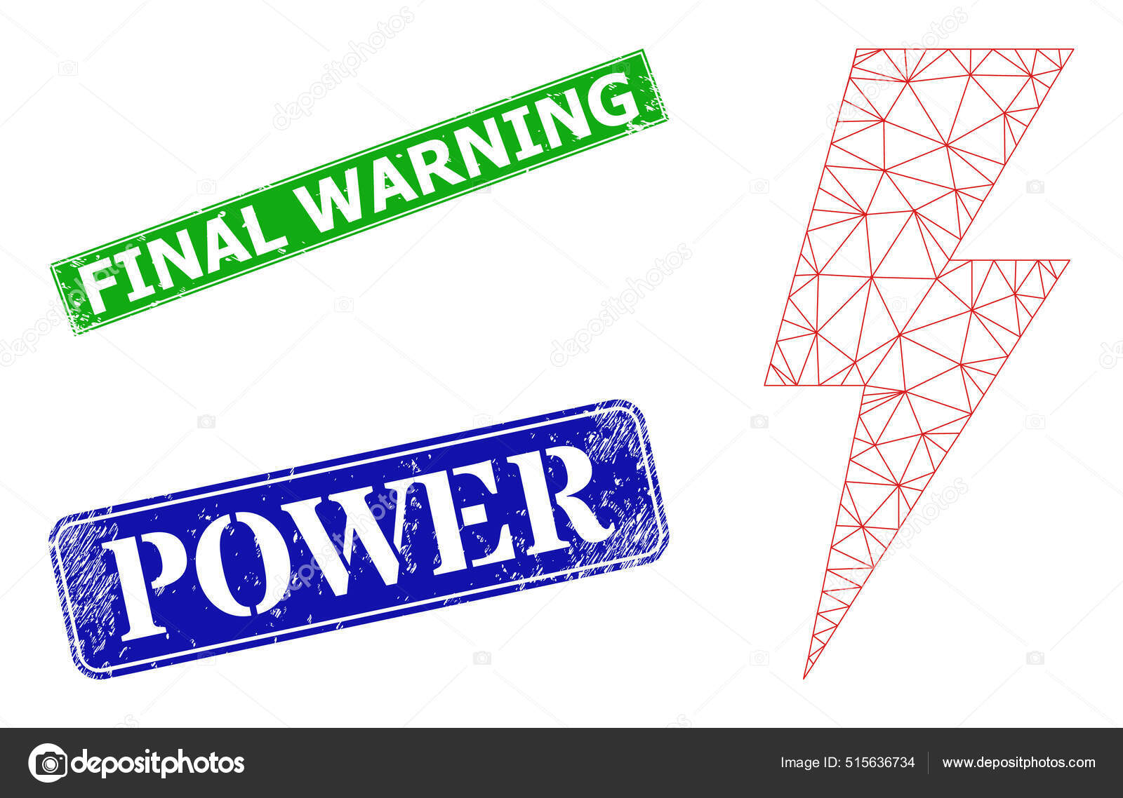 Distress Final Warning Imprints and Triangle Mesh Electric Power Icon ...