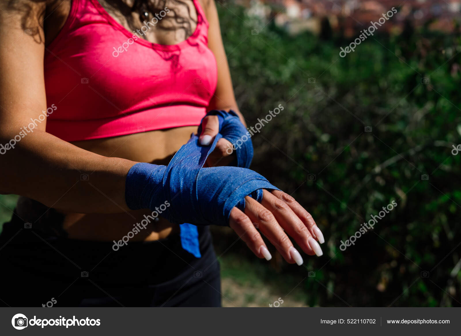 Woman Power Self Defence Concept Portrait Attractive Serious Fit Boxer ...