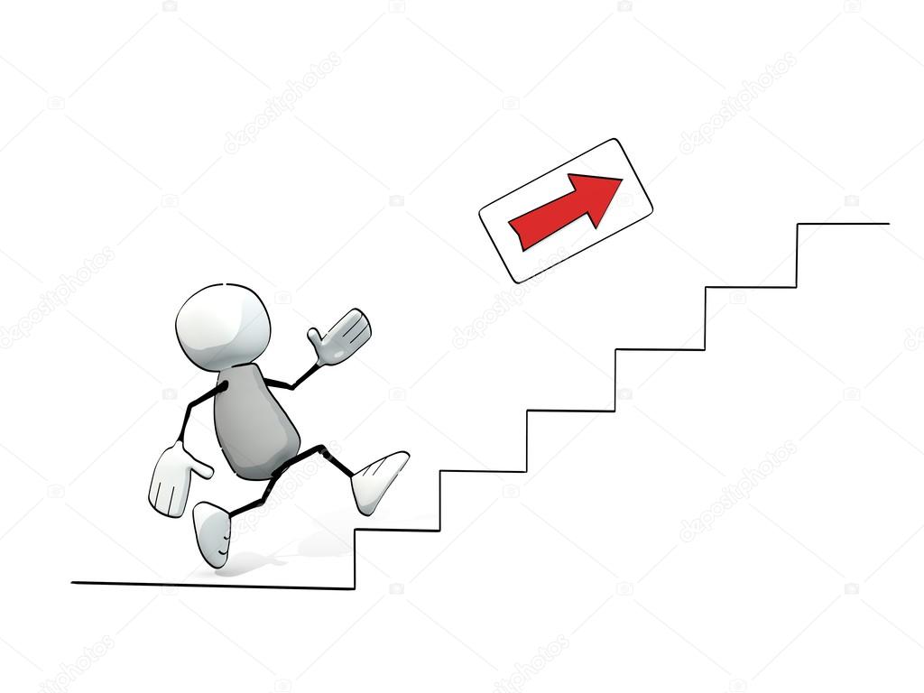 Little sketchy man climbing up the stairs — Stock Photo © lilu_foto ...