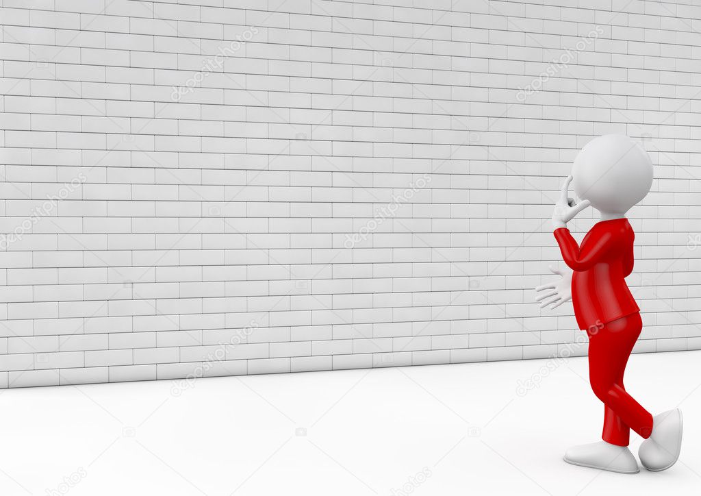 3d man standing in front of blank wall — Stock Photo © rugercm #32585453