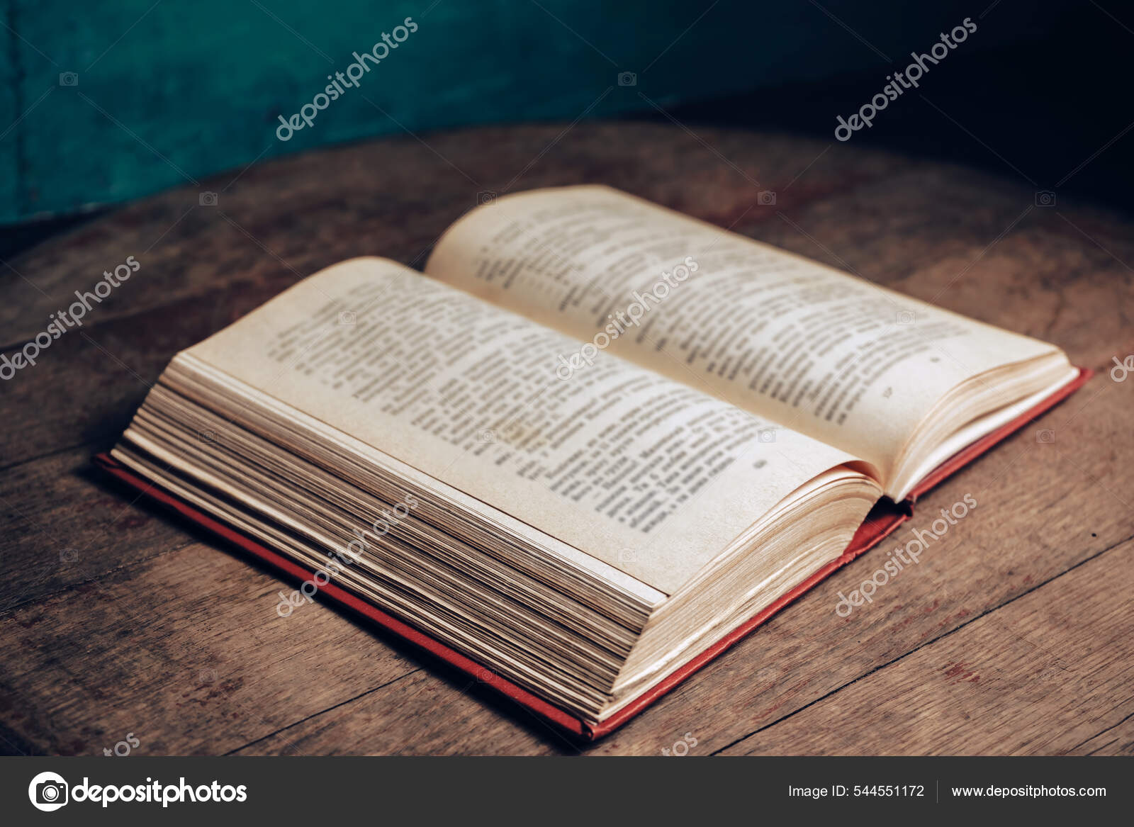 Open Vintage Ancient Book Pattern Background Design Book Oak Wooden ...