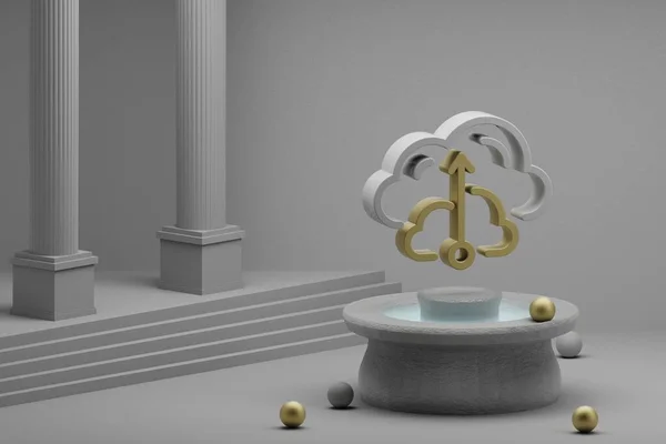 Beautiful abstract illustrations Cloud Database Server symbol icon on a ...