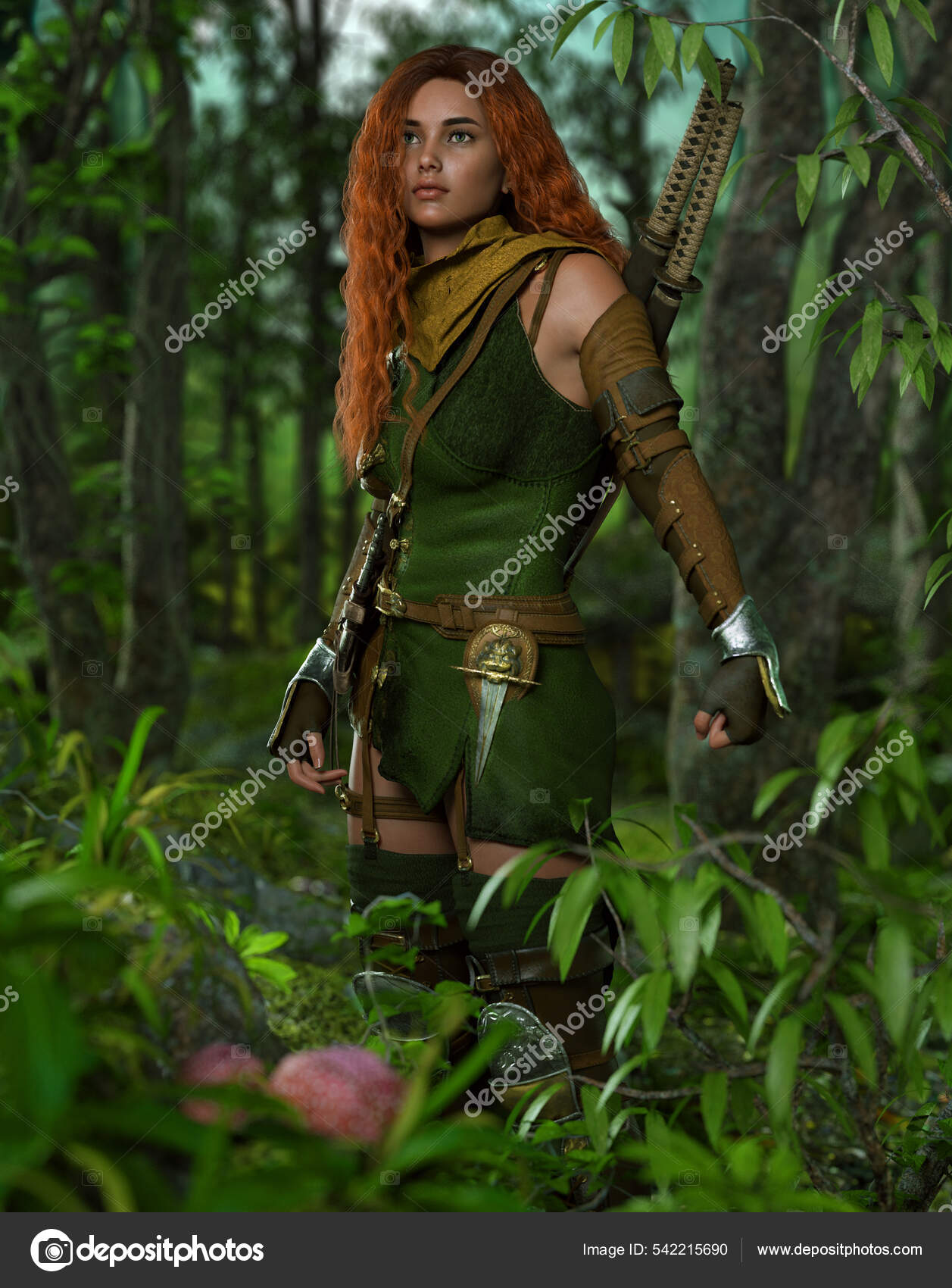 Computer Graphics Female Warrior Swords — Stock Photo © Majorgaine ...