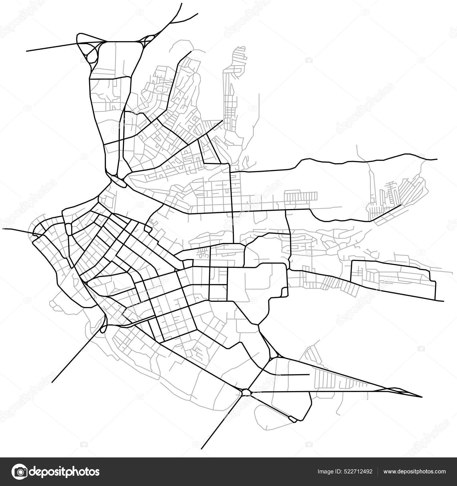 Irkutsk City Map Line Scheme Roads Town Streets Plan Urban Stock Vector ...