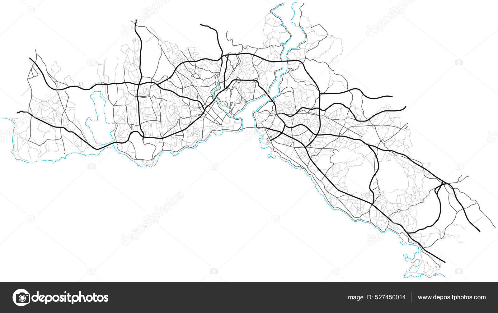 Peta Kota Istanbul Turki Jalan Jalan Kota Pada Rencana Tersebut Vektor ...