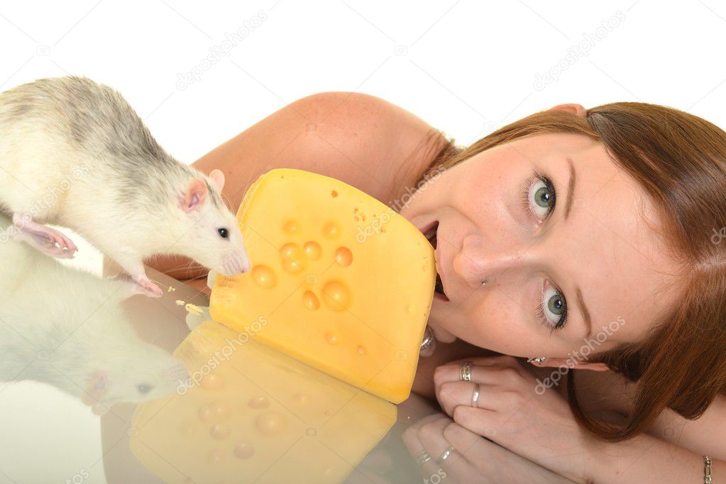 Woman with her pet rat — Stock Photo © muro #13409759