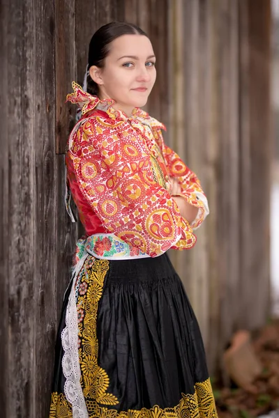 Young Beautiful Slovak Woman Traditional Dress Slovak Folklore Stock ...