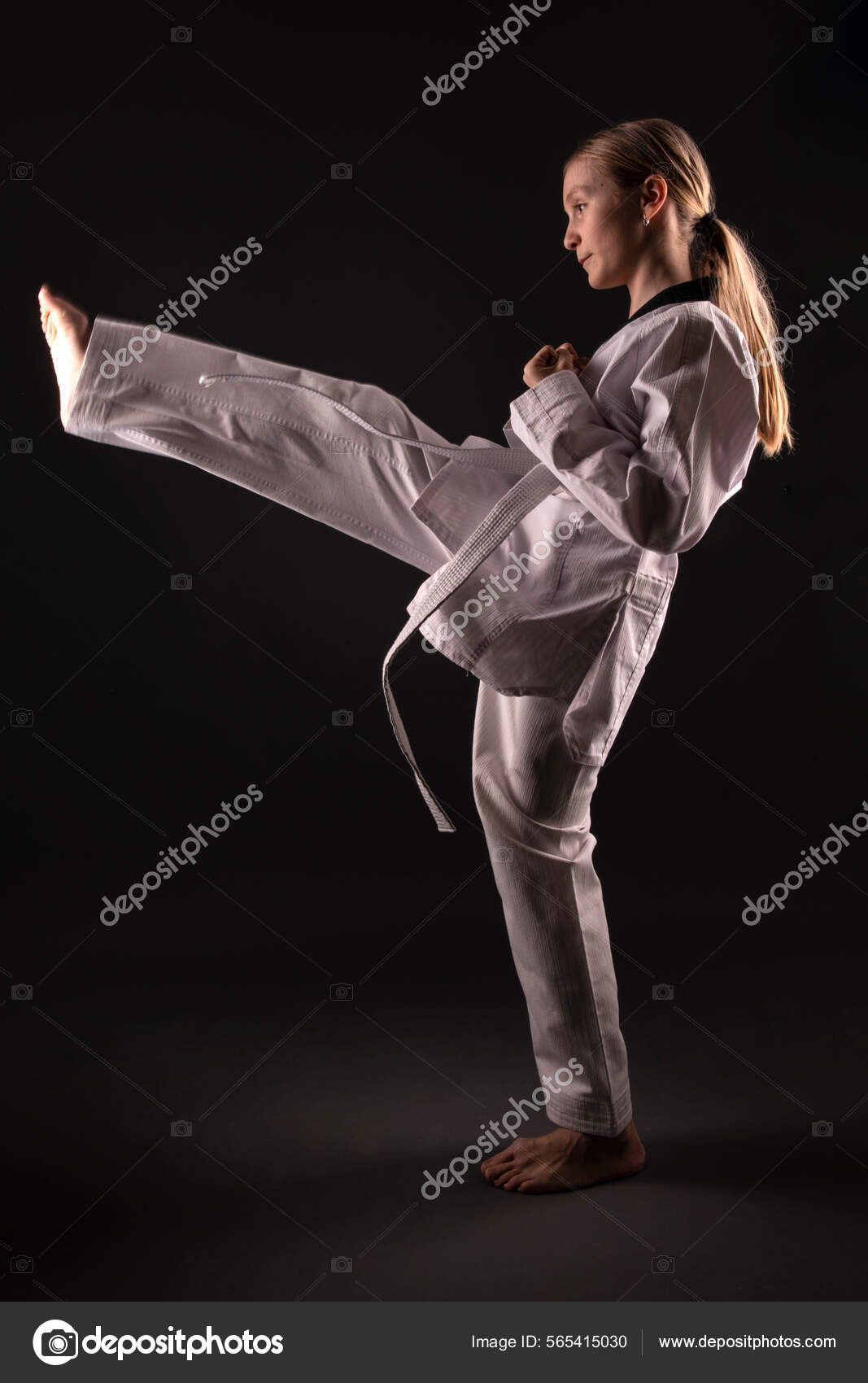 Young Girl Training Martial Art Taekwondo Stock Photo by ©muro 565415030