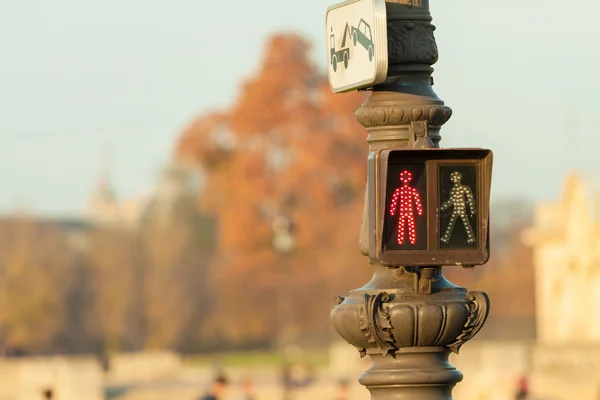 Green pedestrian traffic light in Paris — Stock Photo © Lamarinx #21743377