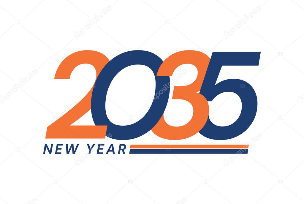 Diseño de la imagen del número, logotipos, feliz año nuevo 2035 diseño ...