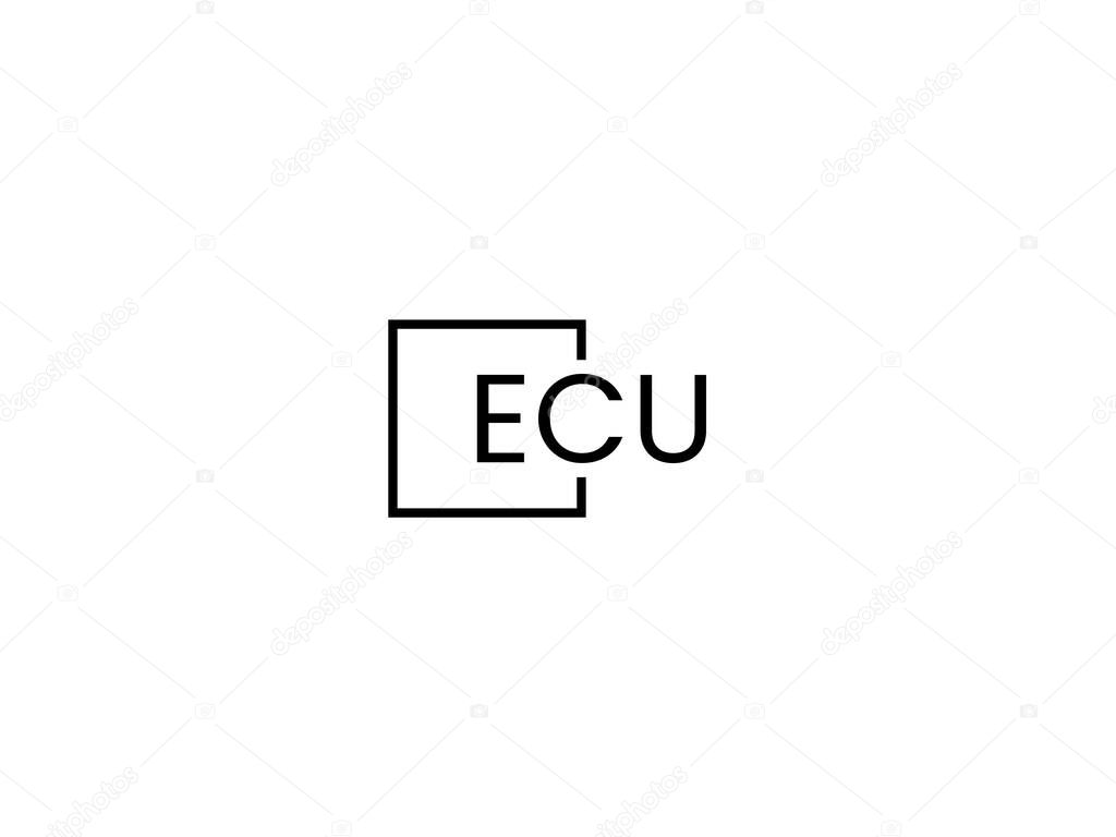 Letras del ECU aisladas sobre fondo blanco, logotipo del vector 2023