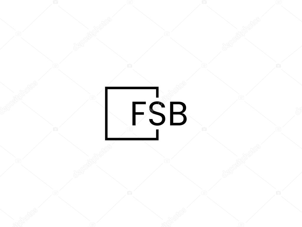 Letras FSB aisladas sobre fondo blanco, logotipo vectorial 2022