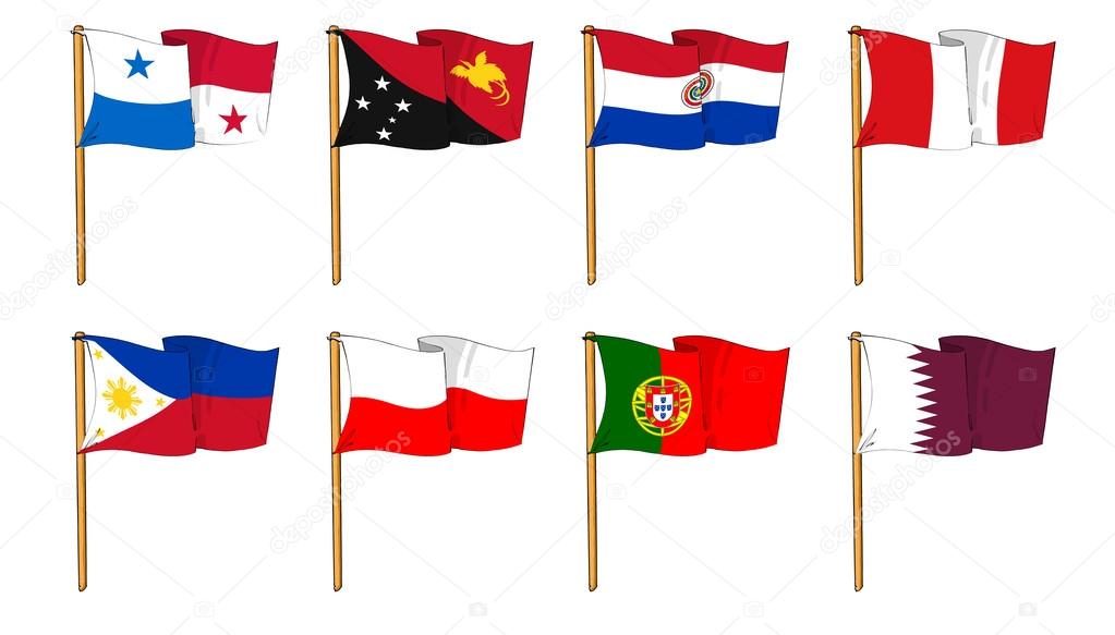 Hand-drawn Flags of the World - letter P & Q Stock Illustration by ...