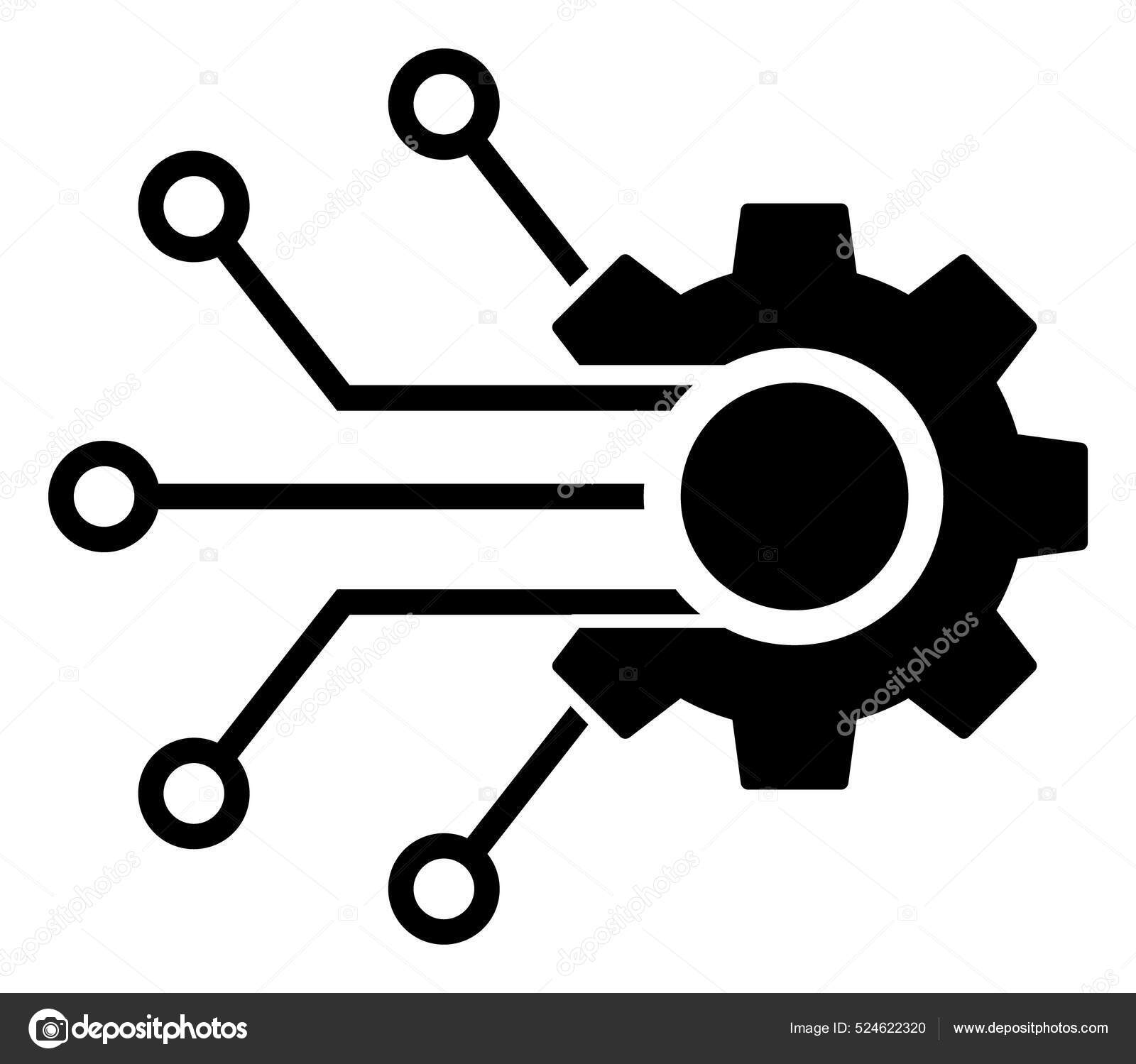 Raster Smart Gear Contacts Icon Illustration — Stock Photo ...
