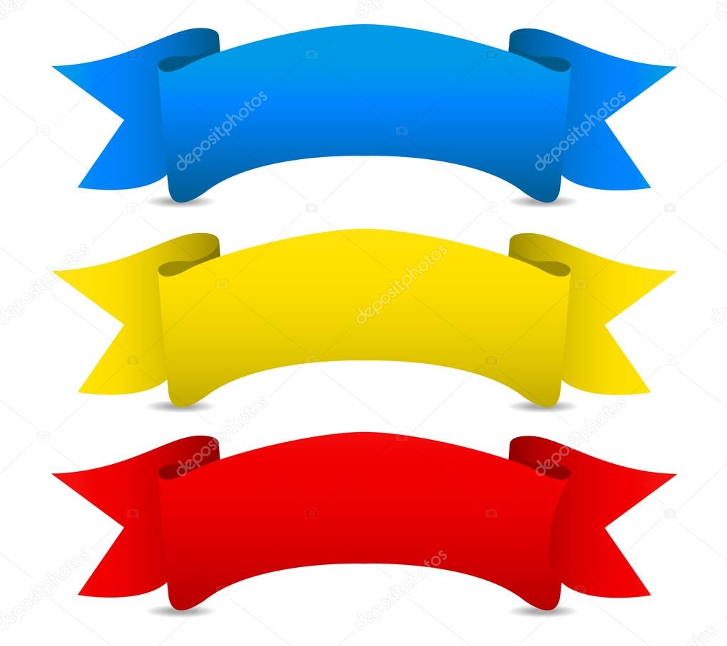 Cintas vectoriales rojas amarillas azules - Banderas de desplazamiento ... Cintas vectoriales rojas amarillas azules - Banderas de desplazamiento ...