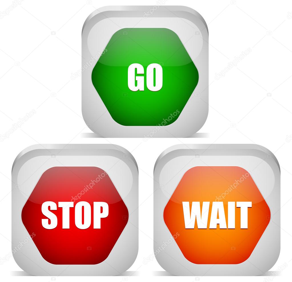Go, Stop, Wait signs, Traffic, control signs. — Stock Vector ...