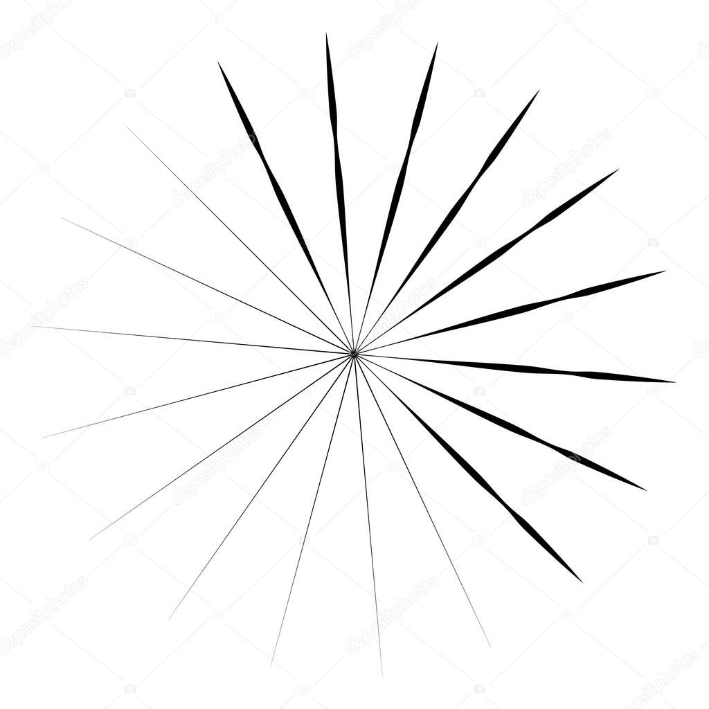 Líneas radiales, radiantes, rayas elemento circular abstracto. Rayos ...
