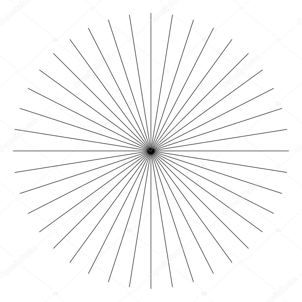 Líneas radiales, radiantes, rayas elemento circular abstracto. Rayos ...