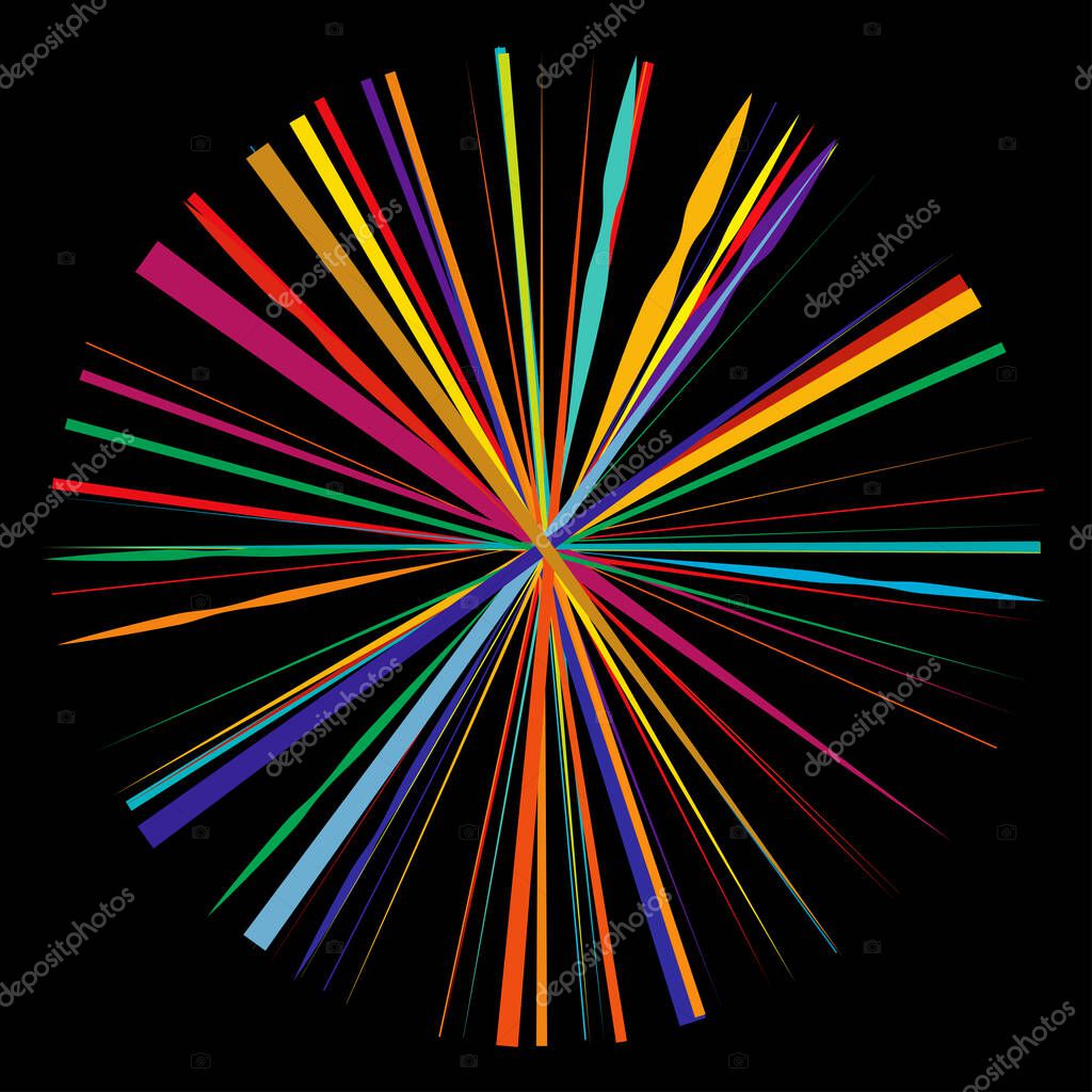 Líneas radiales, radiantes, rayas elemento circular abstracto. Rayos ...